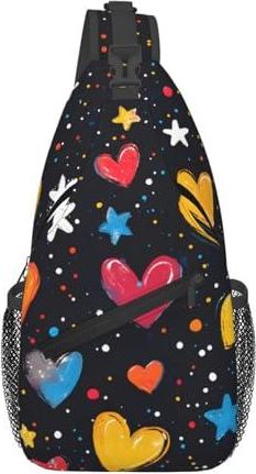 Generic Sacoche Bandouliere &Eacute;toiles en forme de coeur color&eacute;es L&eacute;ger Sac De Poitrine Mode Crossbody Bag pour Randonn&eacute;e Femme Camping