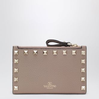 Valentino Garavani Rockstud Kartenhalter mit Rei&szlig;verschluss in Puderrosa