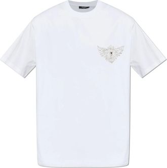 Balmain Homme, Tops, Blanc, Taille: S T-Shirt avec Appliqu&eacute; Scintillant