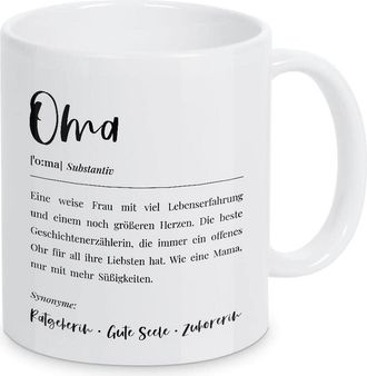artboxONE Tasse Oma Definition Lexikon von Hafenk&ouml;nigin - Kaffeetasse Typografie