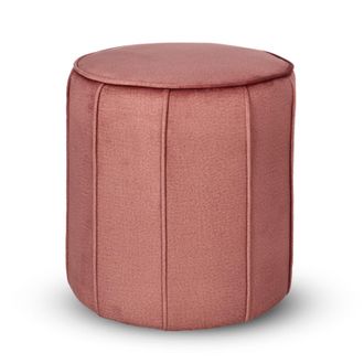 MG Design Runder Sitzhocker 42 x 45,5 cm in Rosa mit Ziern&auml;hten - Gepolsterter Polsterhocker mit F&uuml;&szlig;en f&uuml;r Wohnzimmer oder Schlafzimmer