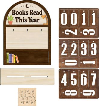 Generic B&uuml;cherz&auml;hler-Tracker - B&uuml;cherregal-Tischdekoration aus Holz, B&uuml;cher-Lese-Tracker-Display mit Nummernf&auml;chern, Lesefortschrittsz&auml;hler-Schreibtisch-Ornam