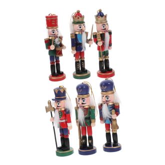Pretyzoom Nussknacker Dekoration 6 St&uuml;cke Weihnachten Baum H&auml;ngen Nussknacker Soldaten Realistische Holz Handwerk Figurine