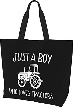 AOOEDM Boy Who Loves Tractors Sac &agrave; provisions r&eacute;utilisable en toile pour femme