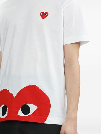 Comme Des Gar&ccedil;ons Heart-Embroidered Cotton T-Shirt - White