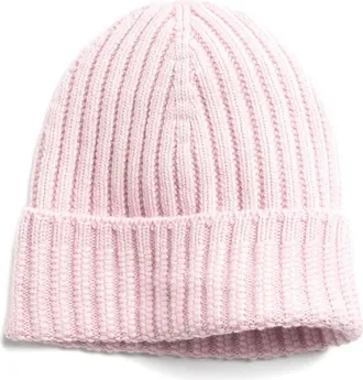 Barrie bonnet en cachemire à design côtelé - Rose