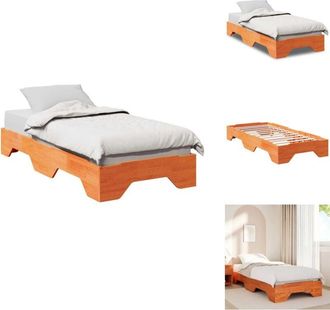 vidaXL Massivholzbett ohne Matratze Stapelbar Wachsbraun 75x190 cm - Bettgestell - Bettgestelle - Bettrahmen - Stapelbares Bett