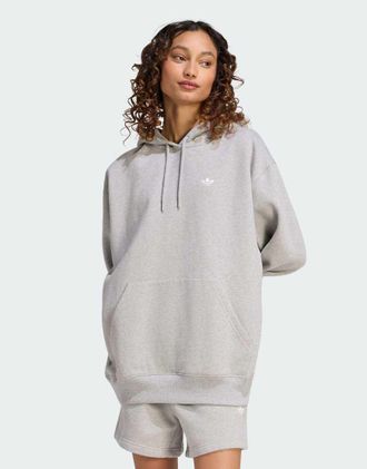 adidas Originals Essentials - Fleece-Kapuzenpullover in mittlerem Heidegrau mit Oversize-Passform