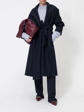 Twinset Long manteau peignoir en laine avec col ch&acirc;le et ceinture