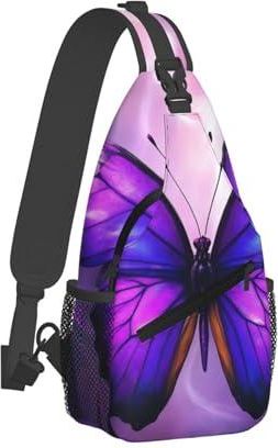 Generic Multifonction Sacoche Port&eacute; &eacute;paule Art du papillon violet Sac Bandouli&egrave;re Antivol Crossbody Bag pour Voyage Cyclisme &eacute;cole