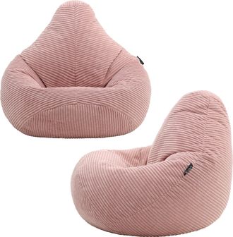 Icon Brand Dalton Sitzsack Kinder, Rosa, 2er Pack, Flauschiger Cord Stoff, Sitzsack Cord mit F&uuml;llung, Bequemer Kinder Gaming Sessel, Kuschelsessel, Lese Sessel, 