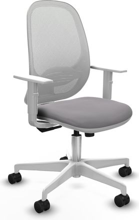 Piqueras y Crespo Hoher Schreibtischstuhl mit wei&szlig;en Armlehnen, h&ouml;henverstellbare Lendenwirbelst&uuml;tze, ausgestattet mit 3 Positionen und Schneidschaum, Wei&szlig;/Grau