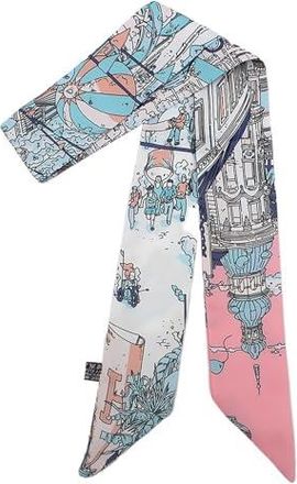 Generico &Eacute;charpe en soie avec design Palace Castle, accessoire multifonctionnel pour cheveux et sacs pour femmes, rose, 100x5cm