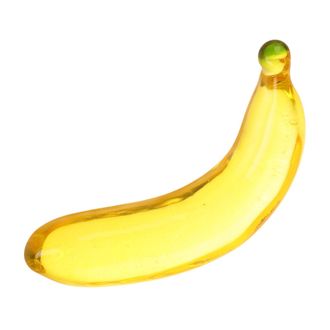 Cabilock K&uuml;nstliche Bananenfigur aus Glas Realistische Tischdekoration Platzsparend und Bruchfest Gelbe Obst Statue f&uuml;r Schreibtisch und Wohndeko