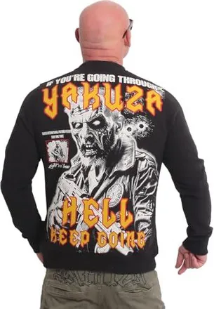 Yakuza Pull clair pour homme, Noir, XL