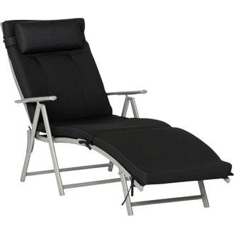OUTSUNNY Sonnenliege klappbar Strandliege mit Kopfkissen Sitzkissen Liegestuhl mit 7-Fach verstellbare R&uuml;ckenlehne Gartenliege Relaxliege bis 165