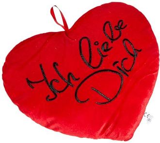 Out of the Blue Coussin en Peluche en Forme de coeur avec Inscription &laquo; Ich Liebe Dich &raquo; - 34 cm - Rouge