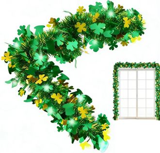 Generic St Patricks Day Garland,200cm Shamrock Green Home Decor, shamrock garland boa St Patricks Day Decor,for Weddings Farmhouse Bedroom Bathroom Home Winte