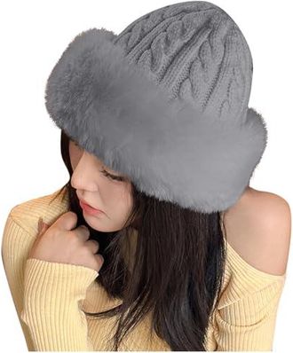 Generic Bonnet Femme Hiver Bonnet Femme Chapeau Femme Hiver Confortable Classique - Bonnet Skullie Uni Femme Hiver, &Eacute;l&eacute;gant pour Soir&eacute;e ou F&ecirc;te, Tricot Fin et