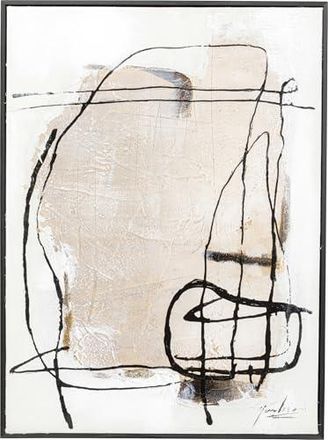 Kare Design Design Leinwandbild Dust, Grau, Wandbild, Wandkunst, Abstrakt, mit Holz Rahmen, Handgemalt, 75x55 cm