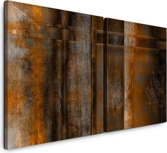 Paul Sinus Art GmbH Rostoptik 120x60cm - 2 Wandbilder je 60x60cm Kunstdruck modern Wandbilder XXL