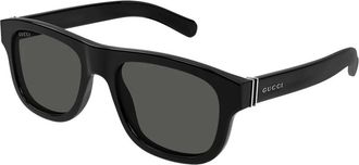 Gucci Flache Sonnenbrille mit Web-Detail - - Accessories - unisex - Schwarzk - 54 MM