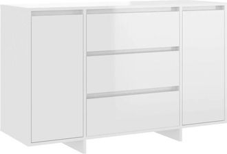 vidaXL Buffet et 3 tiroirs Blanc brillant 120x41x75 cm Bois ingénierie Vidaxl