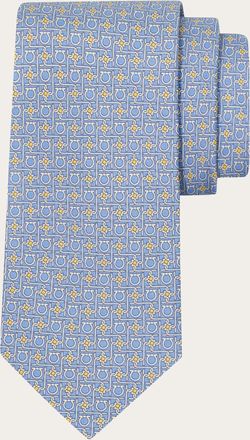 Ferragamo Herren Seidenkrawatte mit Diamant-Print Blau