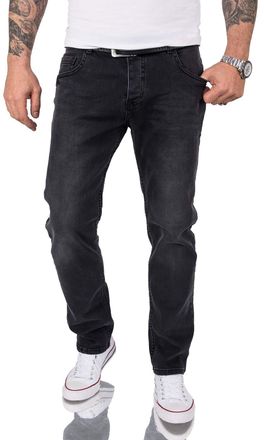 Rock Creek Herren Jeans Regular Fit Stretch Jeans M&auml;nnerhose Herrenjeans Denim Hosen Herrenhose Straight Cut Stonewashed RC-2157 Schwarz W33 L32