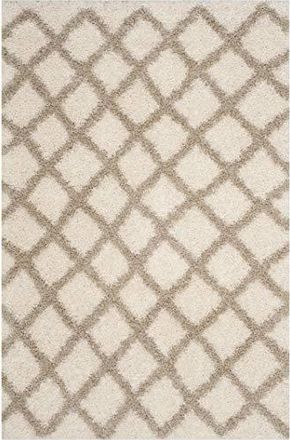 Safavieh Zottelig Teppich für Wohnzimmer, Esszimmer, Schlafzimmer - Dallas Shag Collection, Hoher Flor, Elfenbein und Beige, 183 X 274 cm