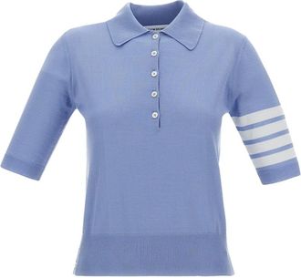 Thom Browne Femme, Pulls, Bleu, Taille: 36 FR Maille Ras du Cou