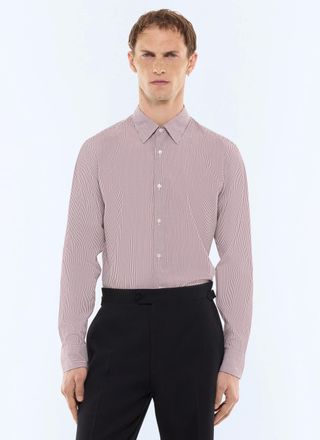 Fursac Chemise &agrave; rayures en popeline de coton - Taille 38 - Homme