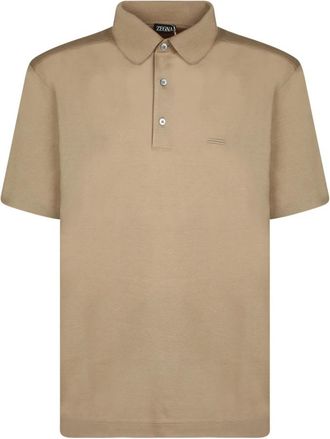 Ermenegildo Zegna Homme, Tops, Beige, Taille: XL Polo en Piqu&eacute; de Coton