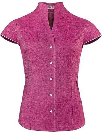 Vincenzo Boretti Chemisier, Modern-fit/légèrement cintré, col Calice, Douce Oxford, Manches Courtes Rouge 40