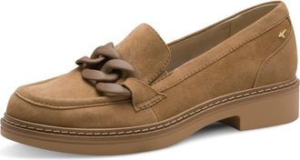 Tamaris Comfort Damen Slipper aus Leder Elegant, Braun (Camel Suede), 41 EU
