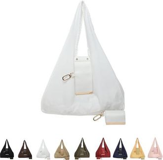 Generic Sac fourre-tout pliable, sac &agrave; main extensible, r&eacute;utilisable, sac de poche compact multifonction, grande capacit&eacute;, blanc, 11