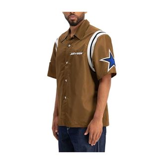 Just Don Braunes Hemd mit Kn&ouml;pfen Kurze &Auml;rmel - - Shirts - Herren - Braun - M