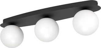 Eglo LED Wandlampe Castrivido, Wandleuchte Badezimmer 3-flammig, Badezimmer Lampe Wand, Badlampe aus Metall in Schwarz und Glaskugel in Wei&szlig;, inkl G9 Leuch