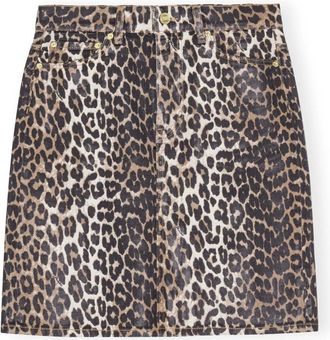 Ganni Femme, Jupes, Brun, Taille: 40 FR Leopard Foil Print Denim Skirt