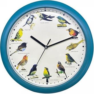 Herzberg HG03718-BLU, Horloge Chant doiseau Bleu, Horloge chantante, m&eacute;lodies apaisantes, symphonie aviaire vari&eacute;e, &eacute;ducative pour Enfants, Installation Simple