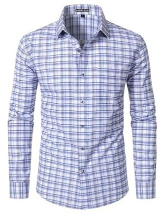 PARKLEES Chemise en flanelle l&eacute;g&egrave;re pour homme - Style d&eacute;contract&eacute; - Coupe ajust&eacute;e - Manches longues - Boutons - Chemises &agrave; carreaux avec poche, XXL