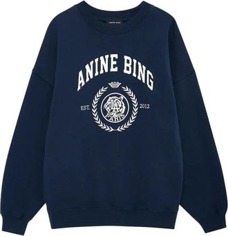 Anine Bing Femme, Sweatshirts et sweats &agrave; capuche, Bleu, Taille: 36 FR Miles Logo LA SweaT-shirt