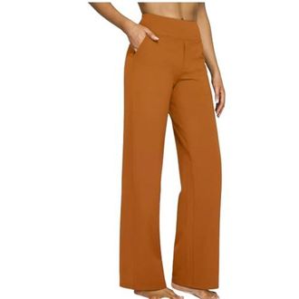 Generic Lumilift Pantalon de travail/yoga pour femme Taille haute avec poches Ample Stretch Robe Pantalon de surv&ecirc;tement d&eacute;contract&eacute;, Orange, XXL