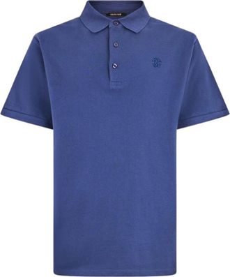Roberto Cavalli Homme, Tops, Bleu, Taille: M Polo Avec Monogramme RC Et Logo