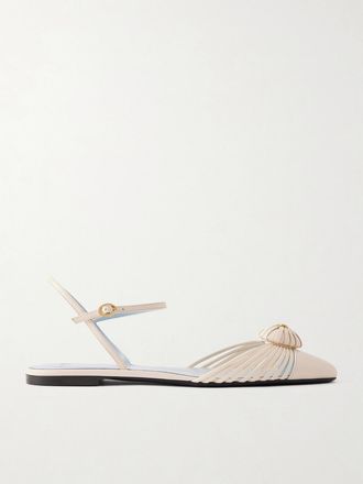 Valentino Garavani Royal Vlogo Flache Slingback-schuhe Aus Leder Mit Logoapplikation - Wollwei&szlig;