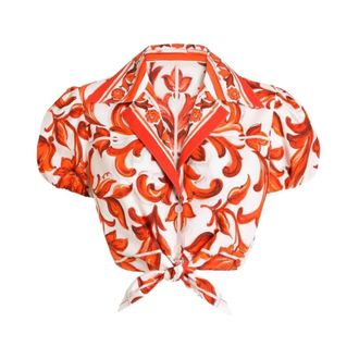 Dolce & Gabbana Popeline-Hemd mit Majolika-Print - - Blouses & Shirts - Damen - Mehrfarbig - S
