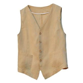 Generic Gilet sans Manche Femme Gilet Femme D&eacute;contract&eacute; Quotidien Ville Cardigan Fin Printemps-&Eacute;t&eacute; - Col V avec Poches, L&eacute;ger Et Color&eacute;