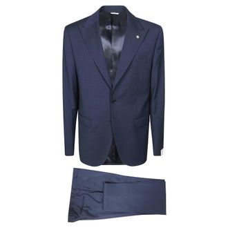 Manuel Ritz Abito Microfantasia Lana - - Suits - Herren - Blau - XL