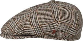 Alfonso d'Este Casquette Merino HoundstoothDEste Homme - Made in Italy Gavroche Type Laine avec Doublure, visi&egrave;re Automne-Hiver - XL (60-61 cm) Marron