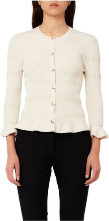 Liu Jo Femme, Pulls, Beige, Taille: 42 FR Cardigan &agrave; Volants